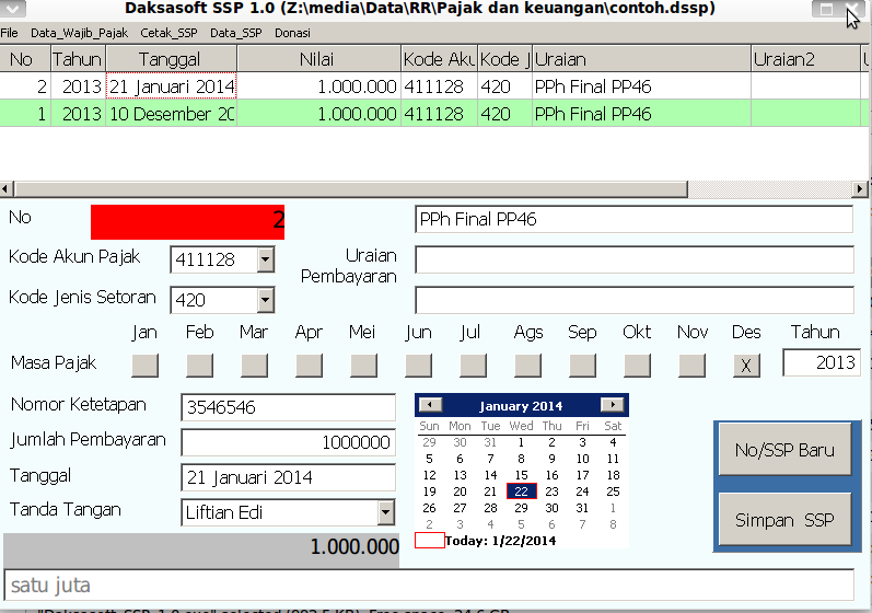 Gratis download Aplikasi / Software Daksasoft SSP (Surat Setoran Pajak ...